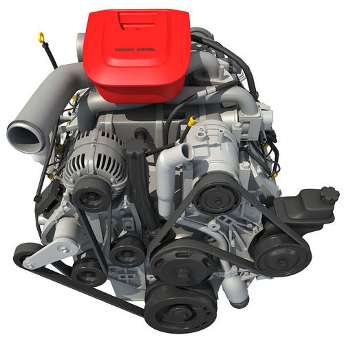 Red Car Engine 3D model | CGTrader