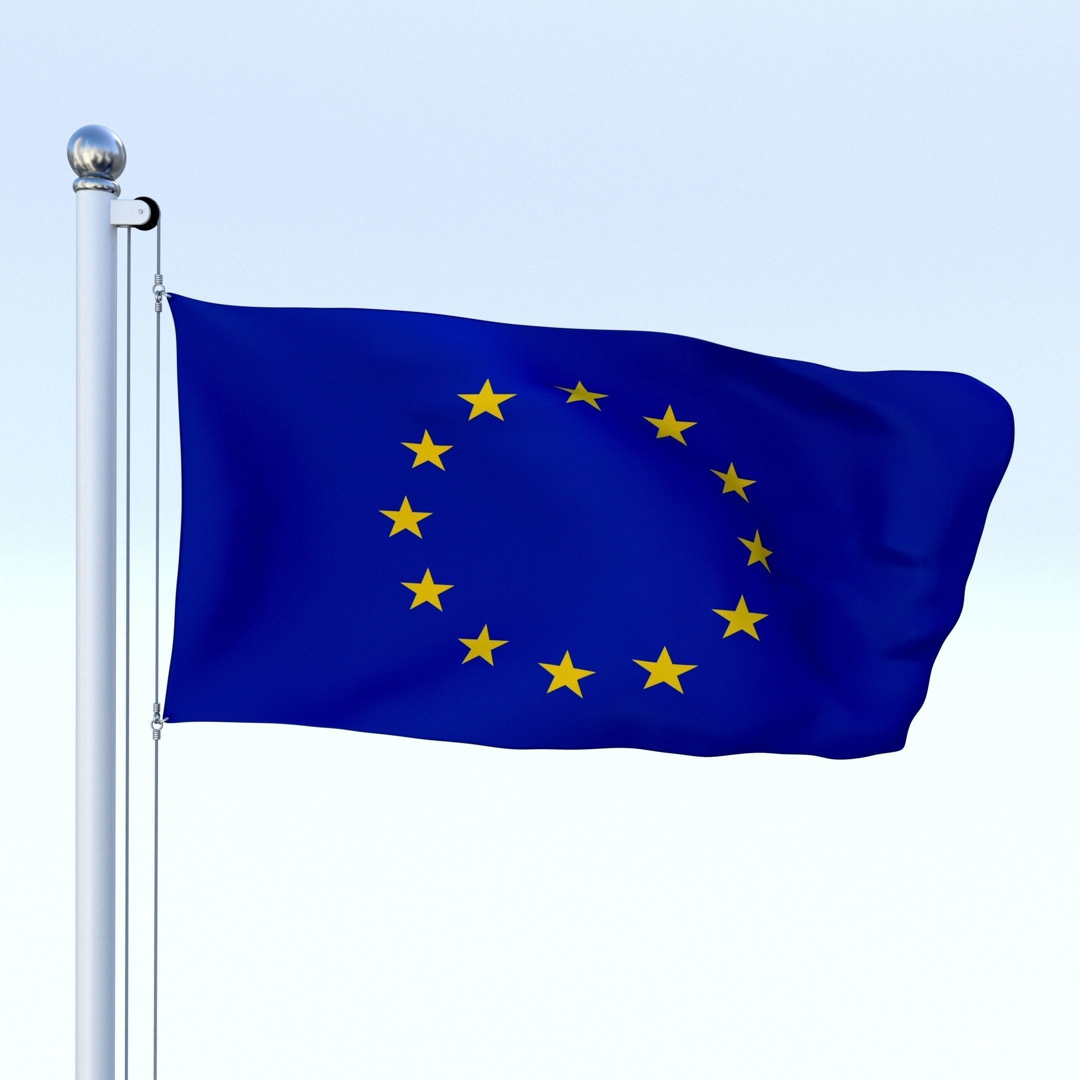3D model Animated European Union Flag VR / AR / low-poly animated ...