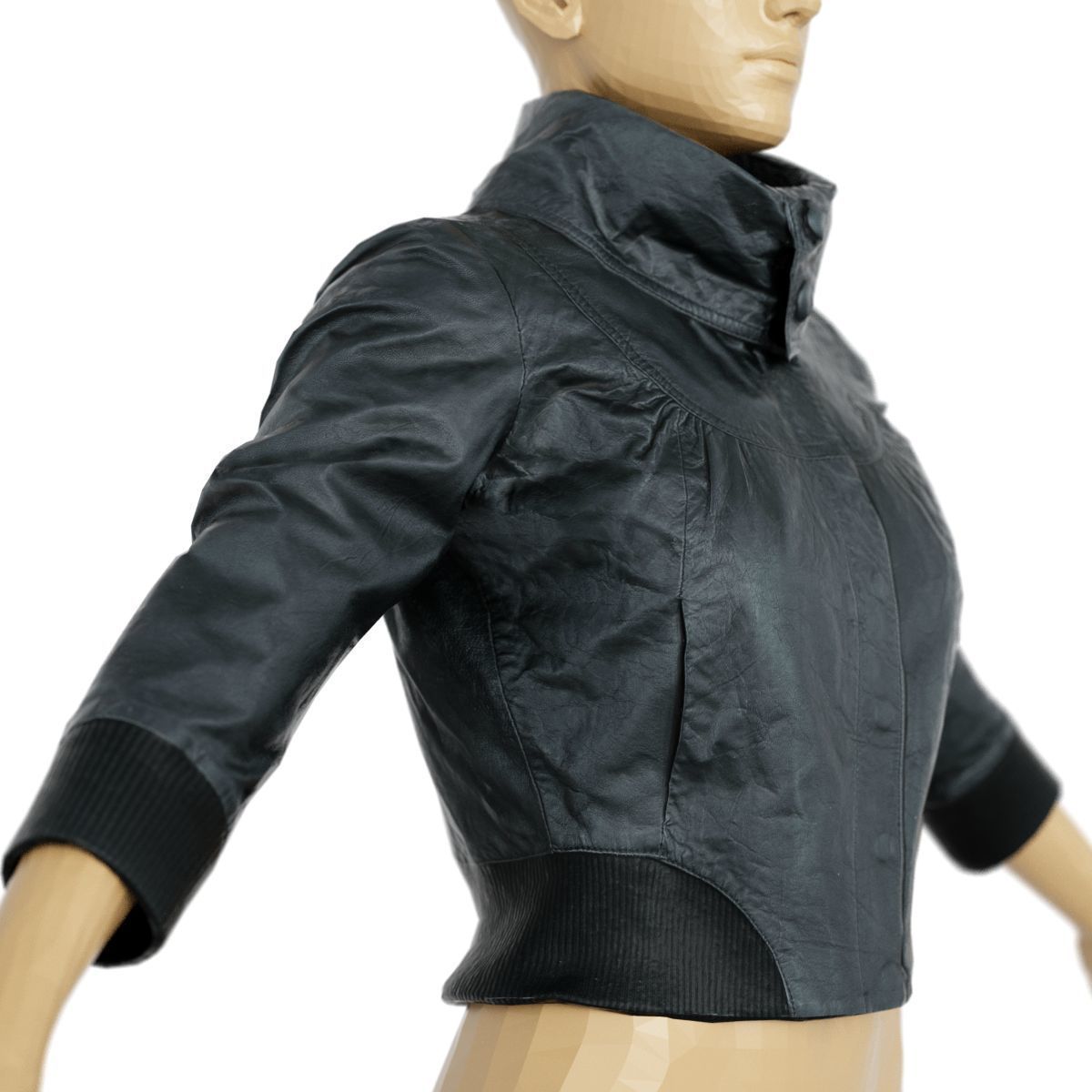 3D model Jacket Black Shiny Collar Closed Clothing Women Fashion VR ...