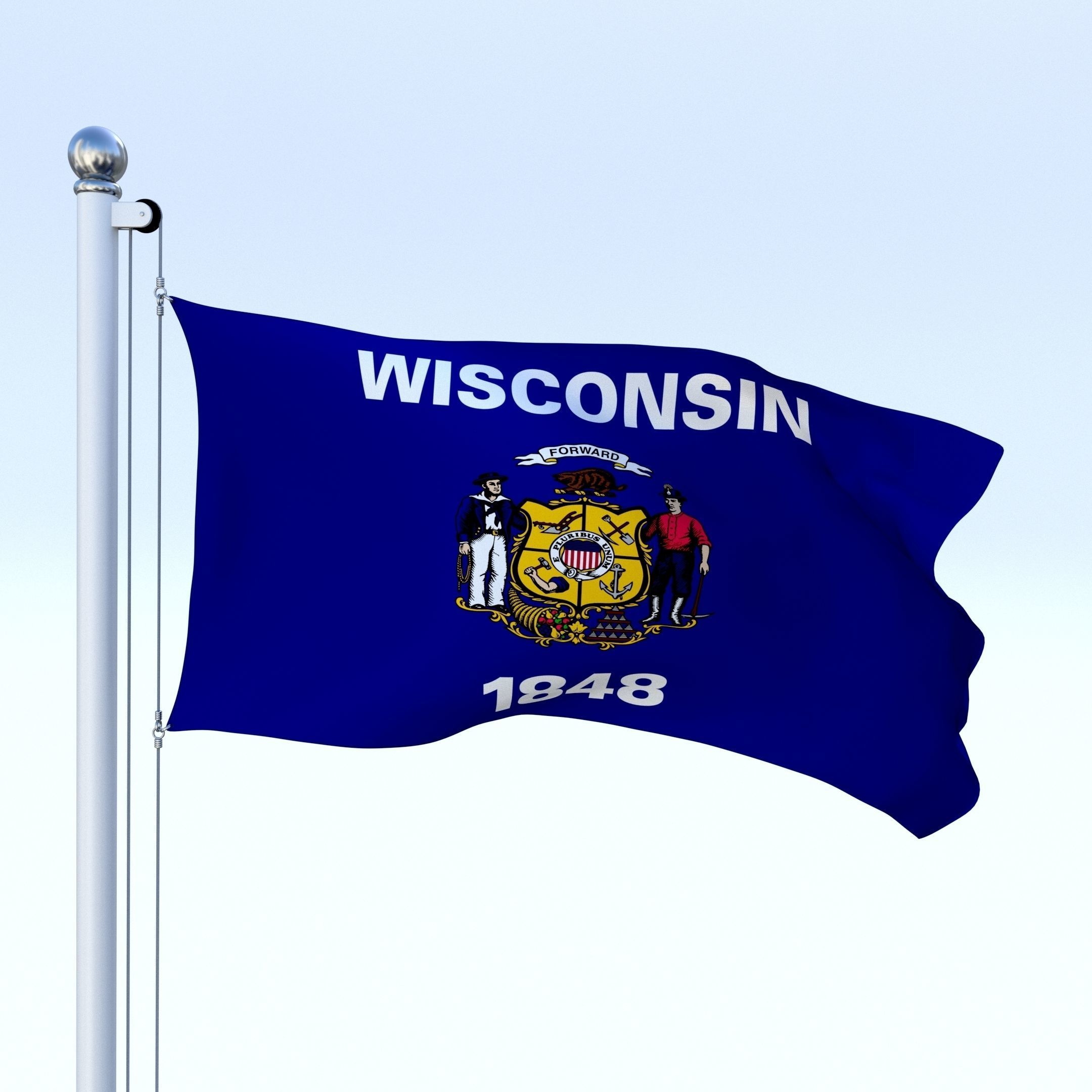 3D model Animated Wisconsin Flag VR / AR / low-poly animated | CGTrader