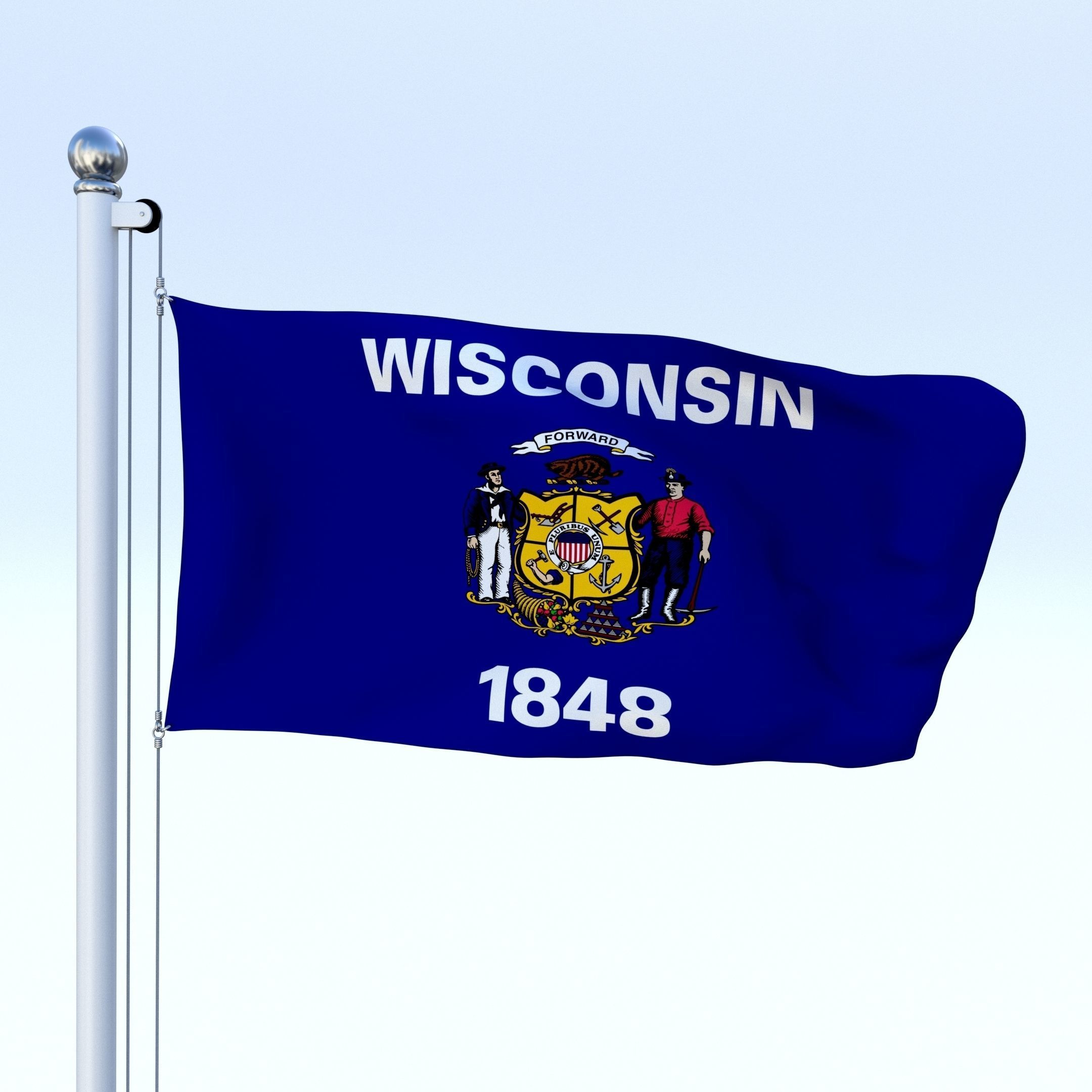 3D model Animated Wisconsin Flag VR / AR / low-poly animated | CGTrader