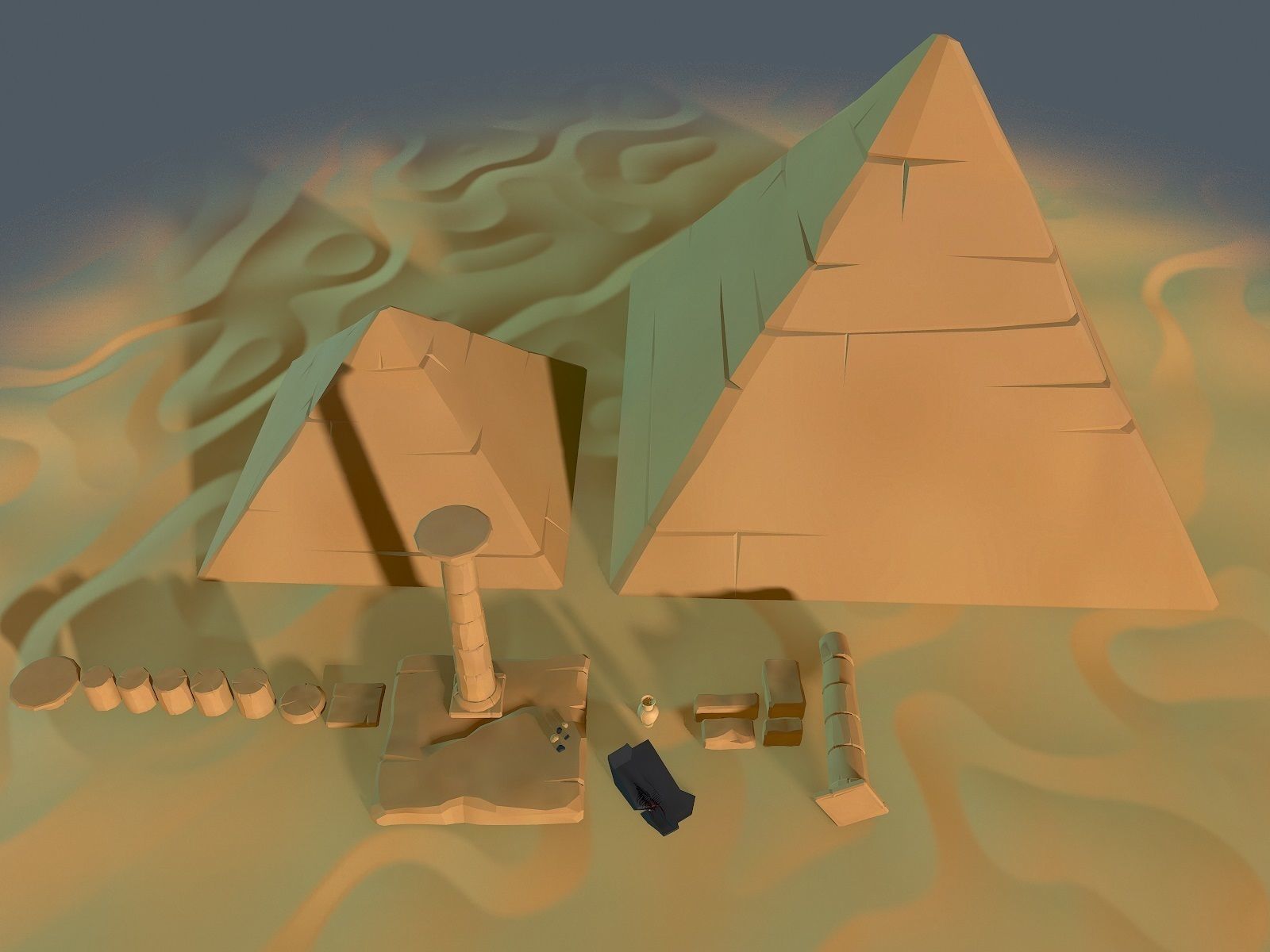 3D model Low Poly Desert scene Pack VR / AR / low-poly | CGTrader