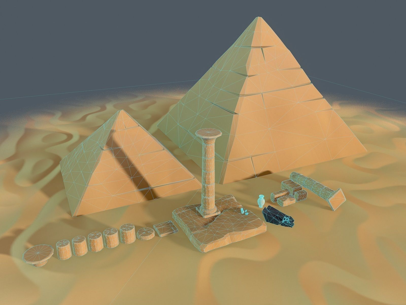 3D model Low Poly Desert scene Pack VR / AR / low-poly | CGTrader