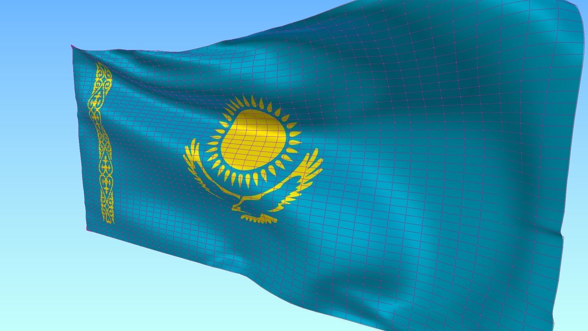 kazakhstan flag animation free 3D model | CGTrader