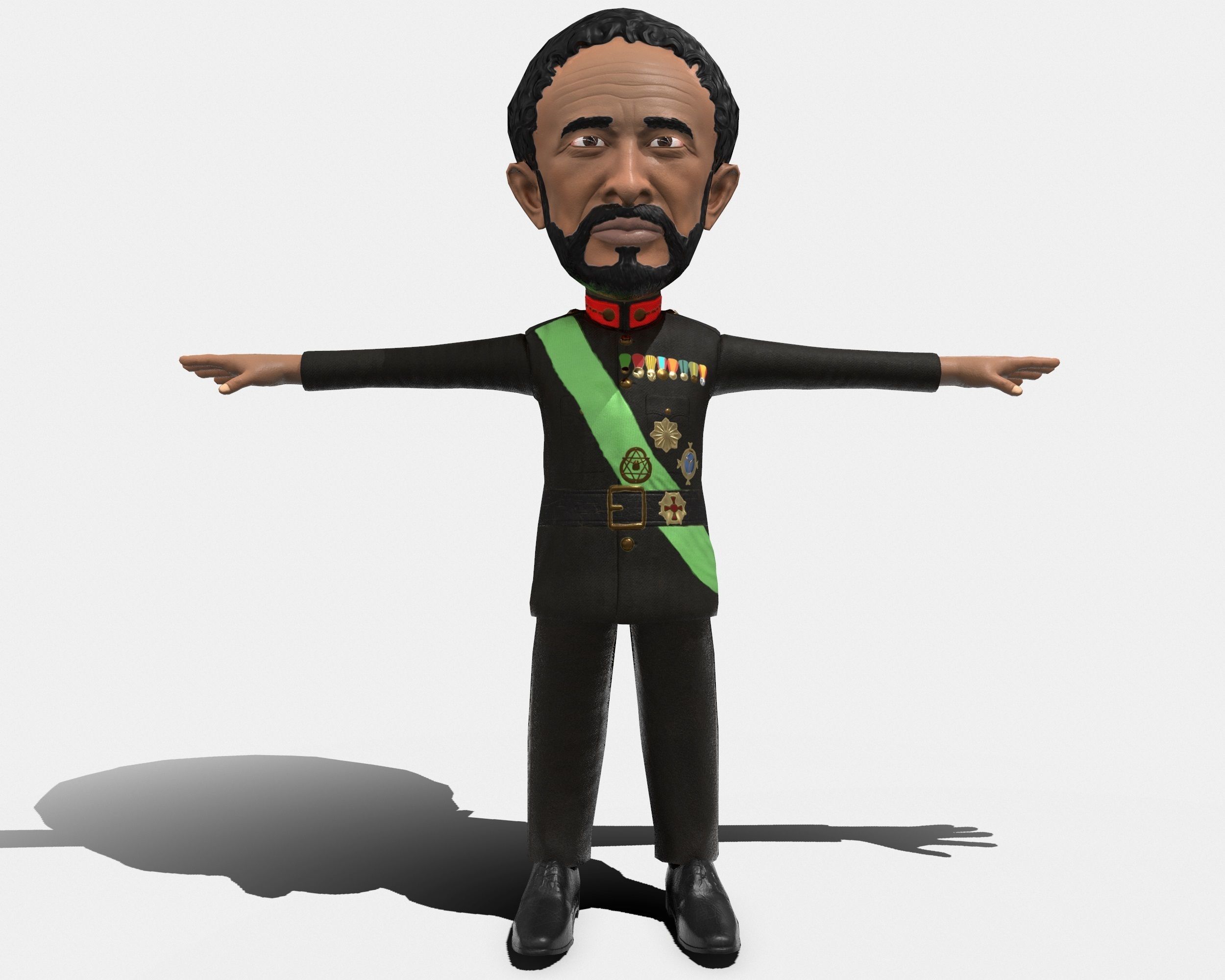 3D model Emperor Haile Selassie caricature VR / AR / low-poly rigged ...