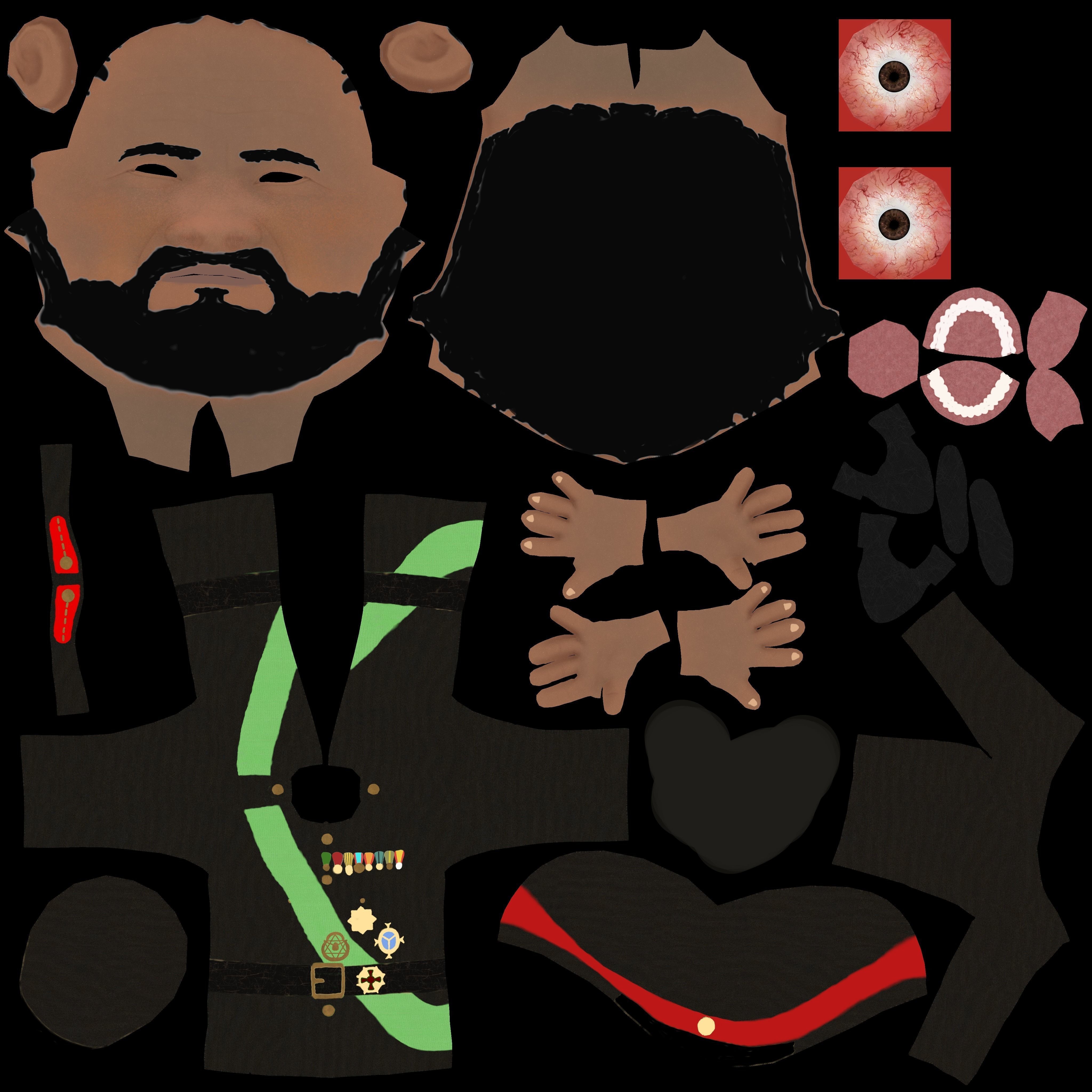 3D model Emperor Haile Selassie caricature VR / AR / low-poly rigged ...