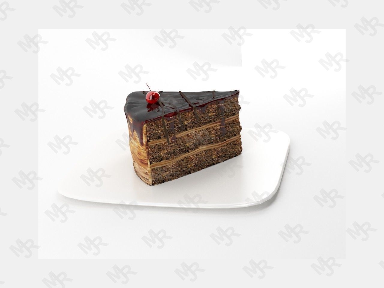 Slice of chocolate cake free 3D model | CGTrader