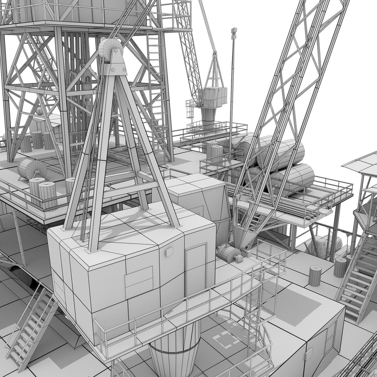 3D model Oil Rig Platform - Pack VR / AR / low-poly | CGTrader