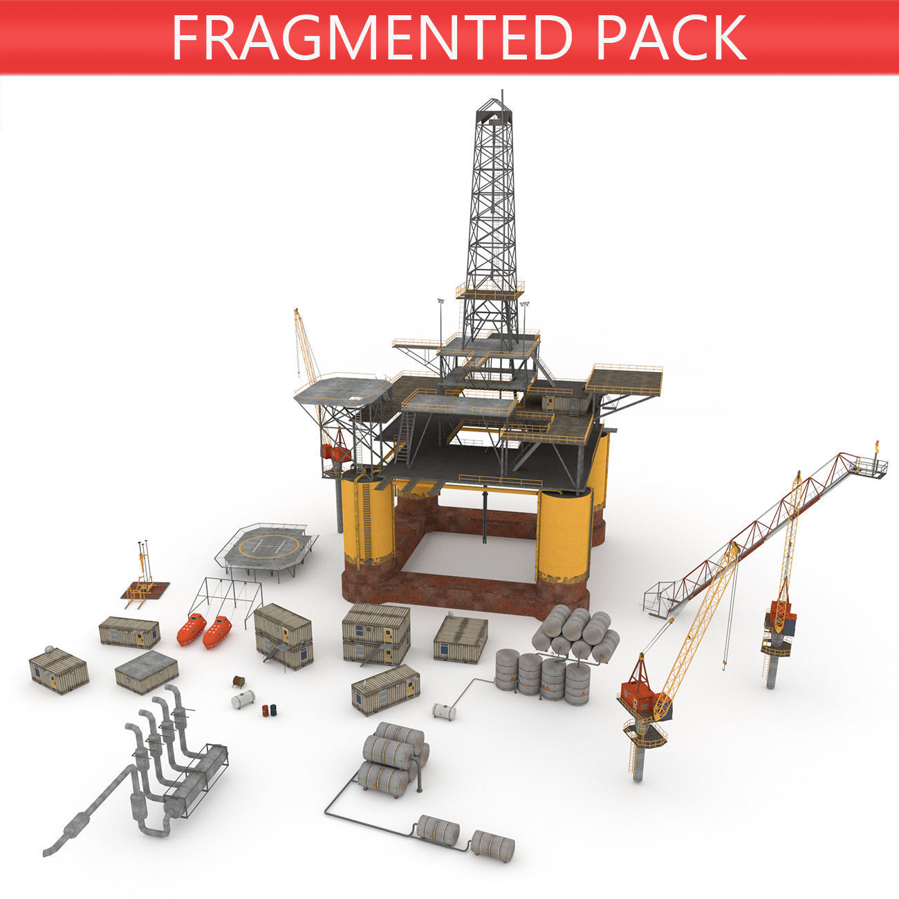 3D model Oil Rig Platform - Pack VR / AR / low-poly | CGTrader