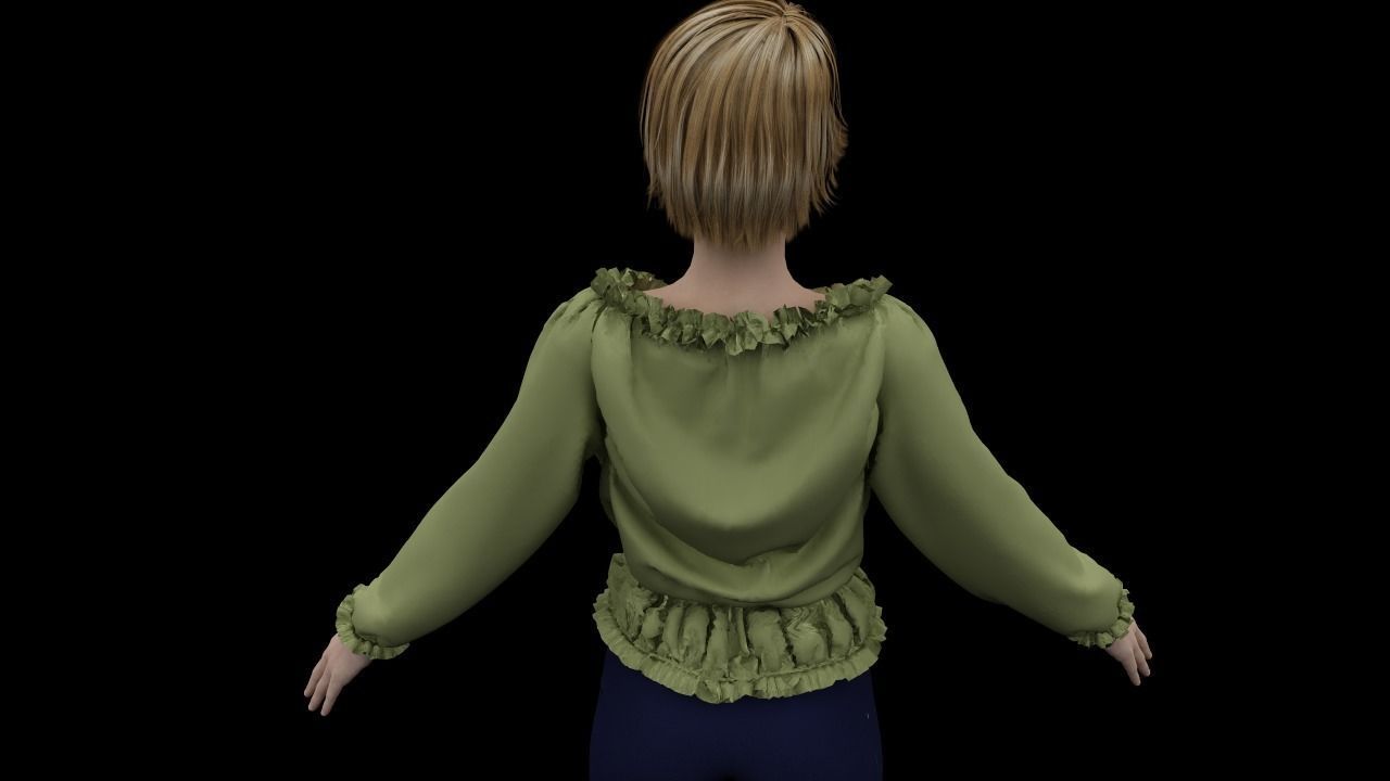 Stylish Designer Women top with Ruffles 3D model 3D model | CGTrader
