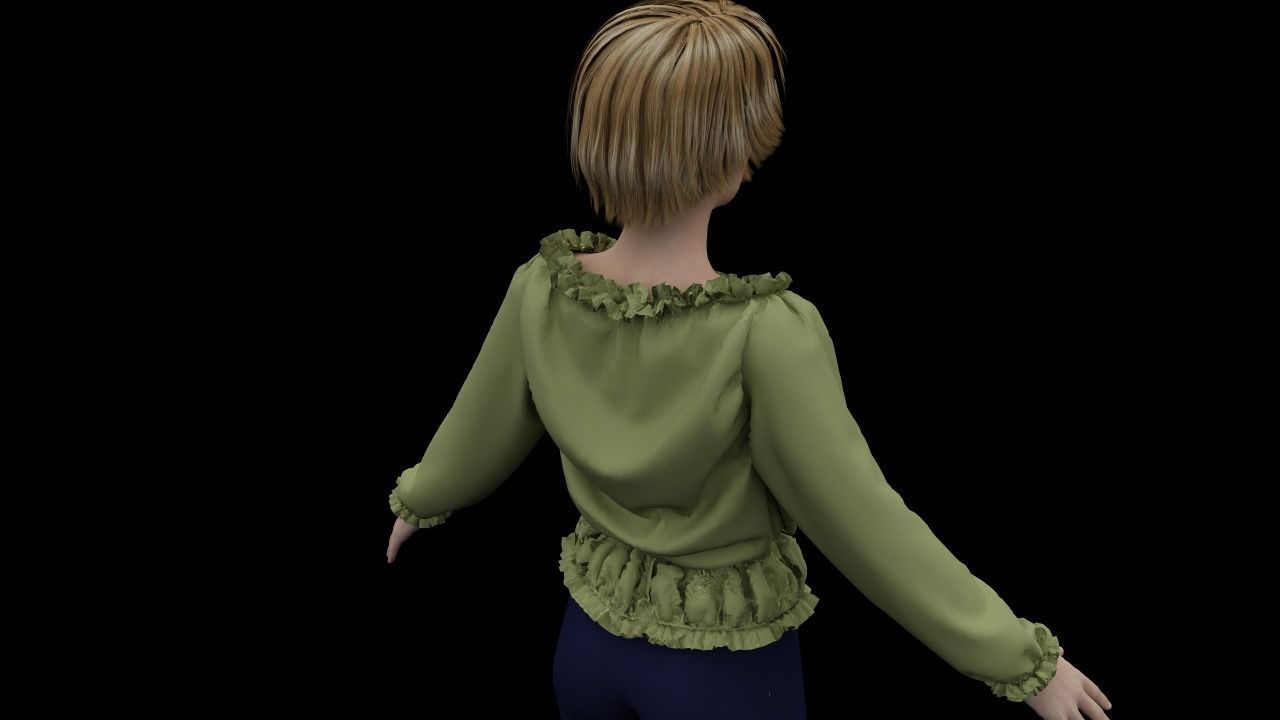 Stylish Designer Women top with Ruffles 3D model 3D model | CGTrader