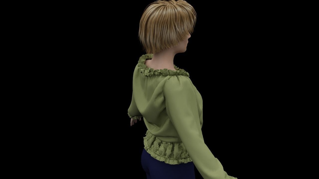 Stylish Designer Women top with Ruffles 3D model 3D model | CGTrader