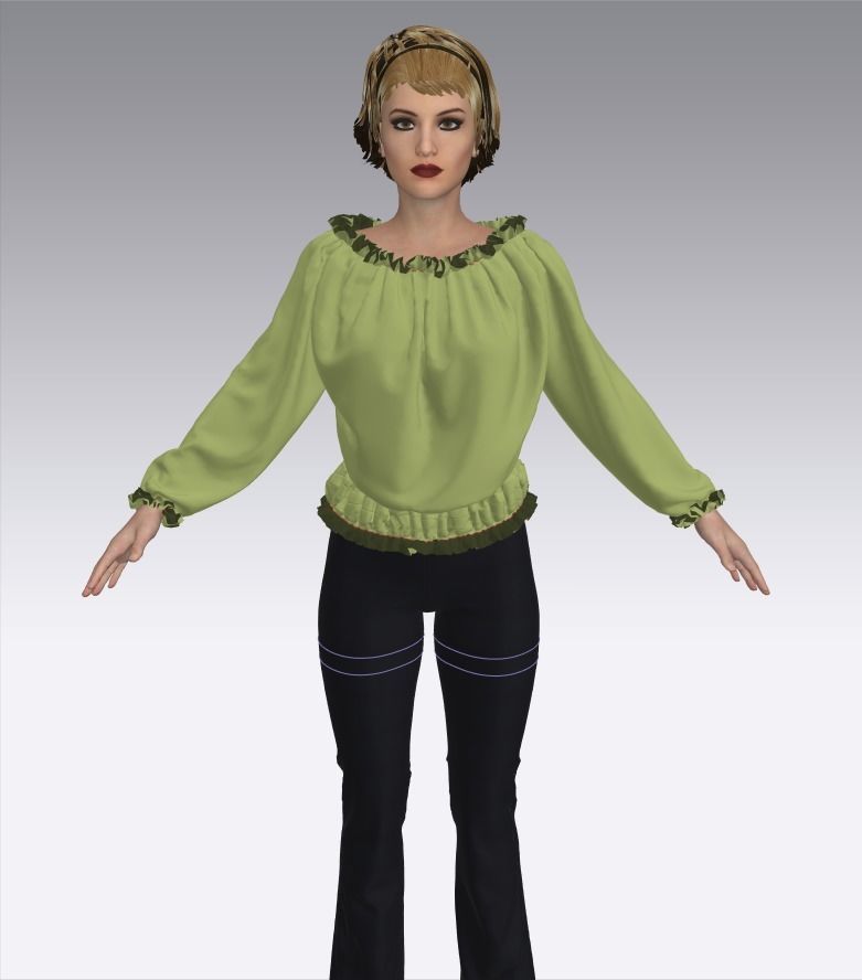 Stylish Designer Women top with Ruffles 3D model 3D model | CGTrader