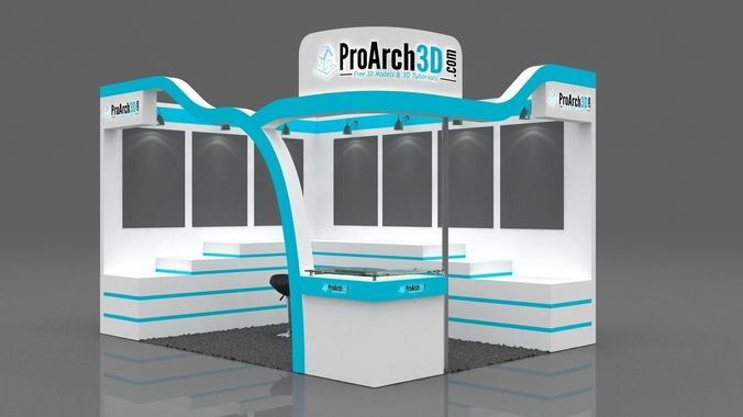 Exhibition stall 3d model 4x3 2 side open 3D model | CGTrader