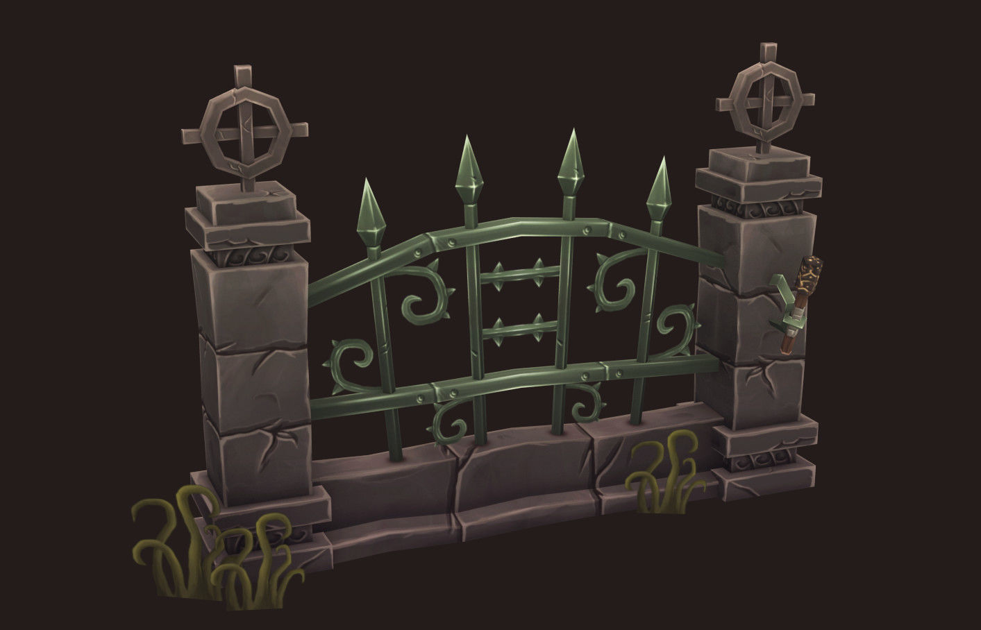 3D model Cemetery Fence VR / AR / low-poly | CGTrader