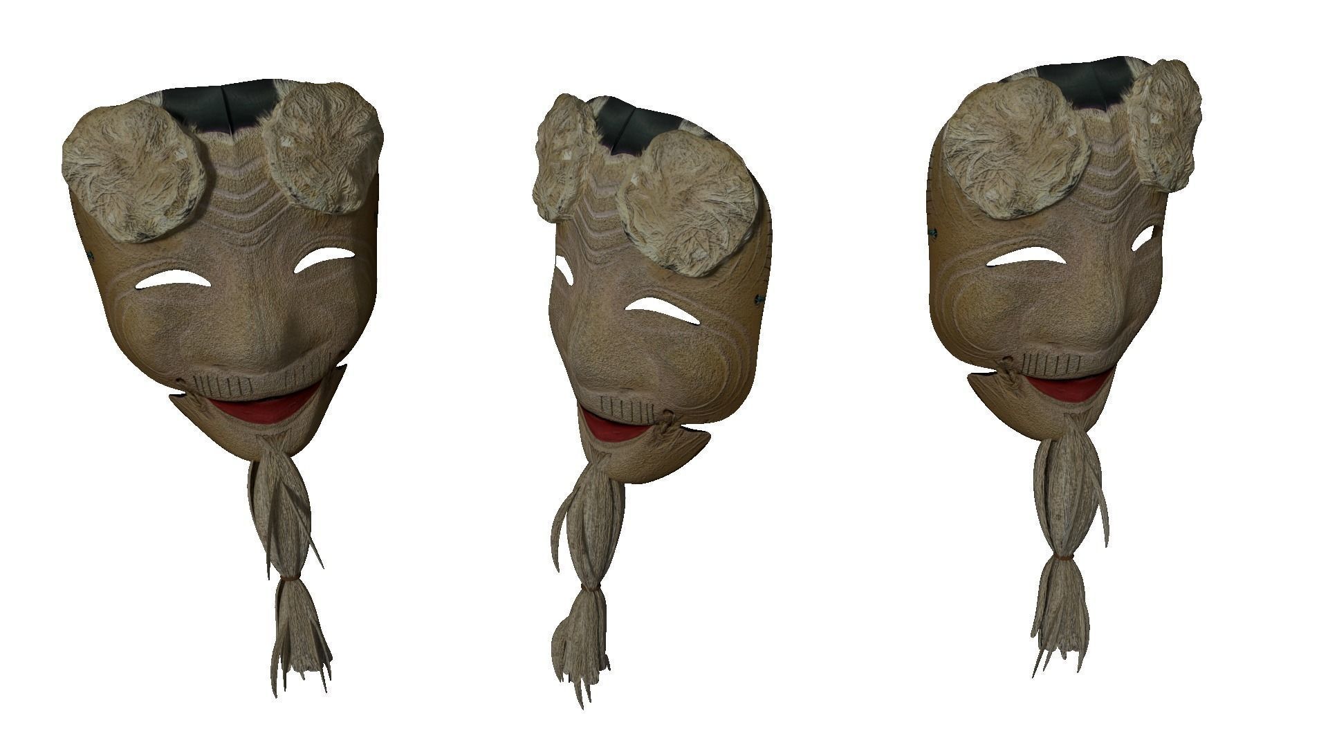 3D model Okima Noh Mask Japanese haku Authentic Head Face Japan Armour ...