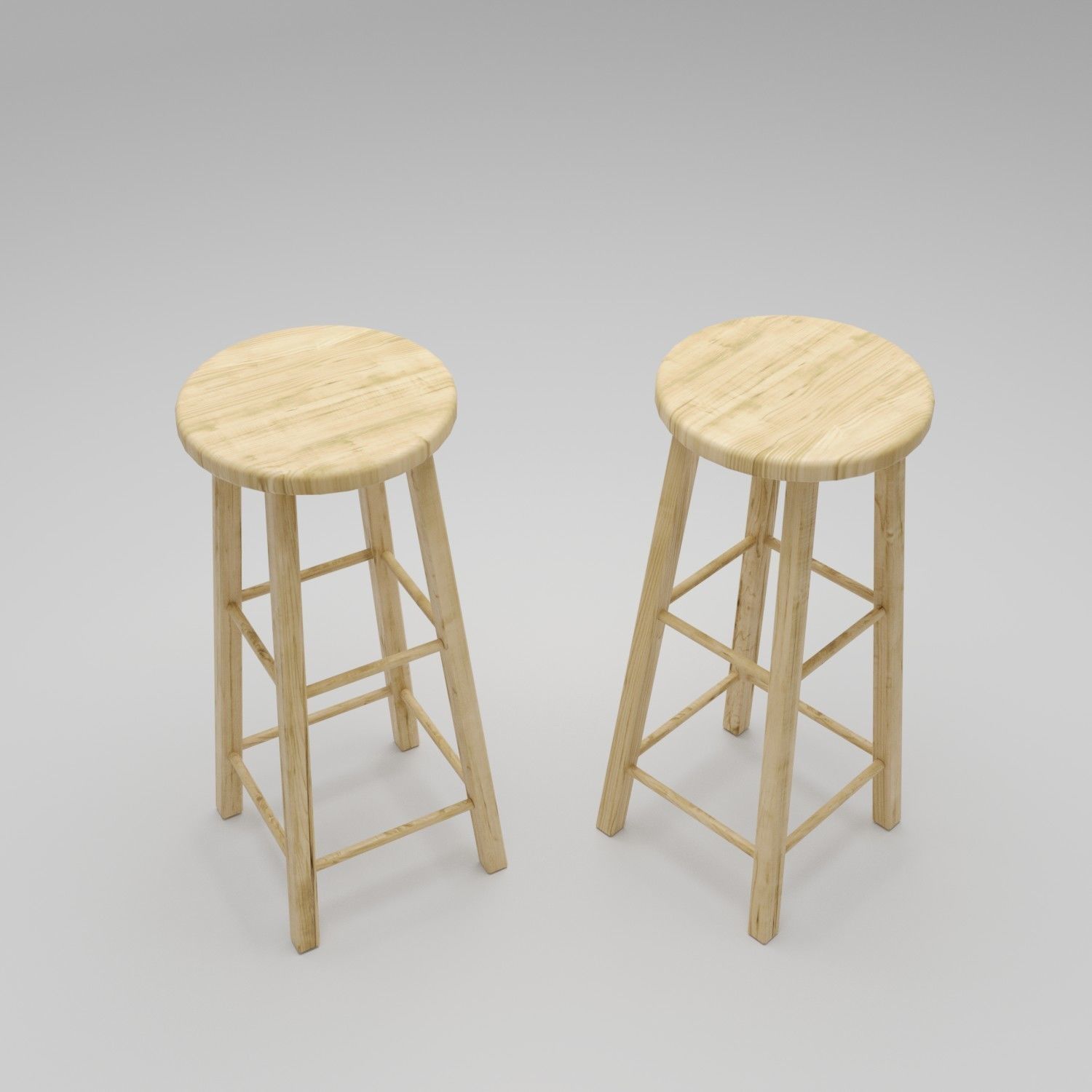3d Model Wooden Bar Stool Uv Unwrapped With Textures Obj Low Poly Vr Ar Low Poly Obj 3ds Stl