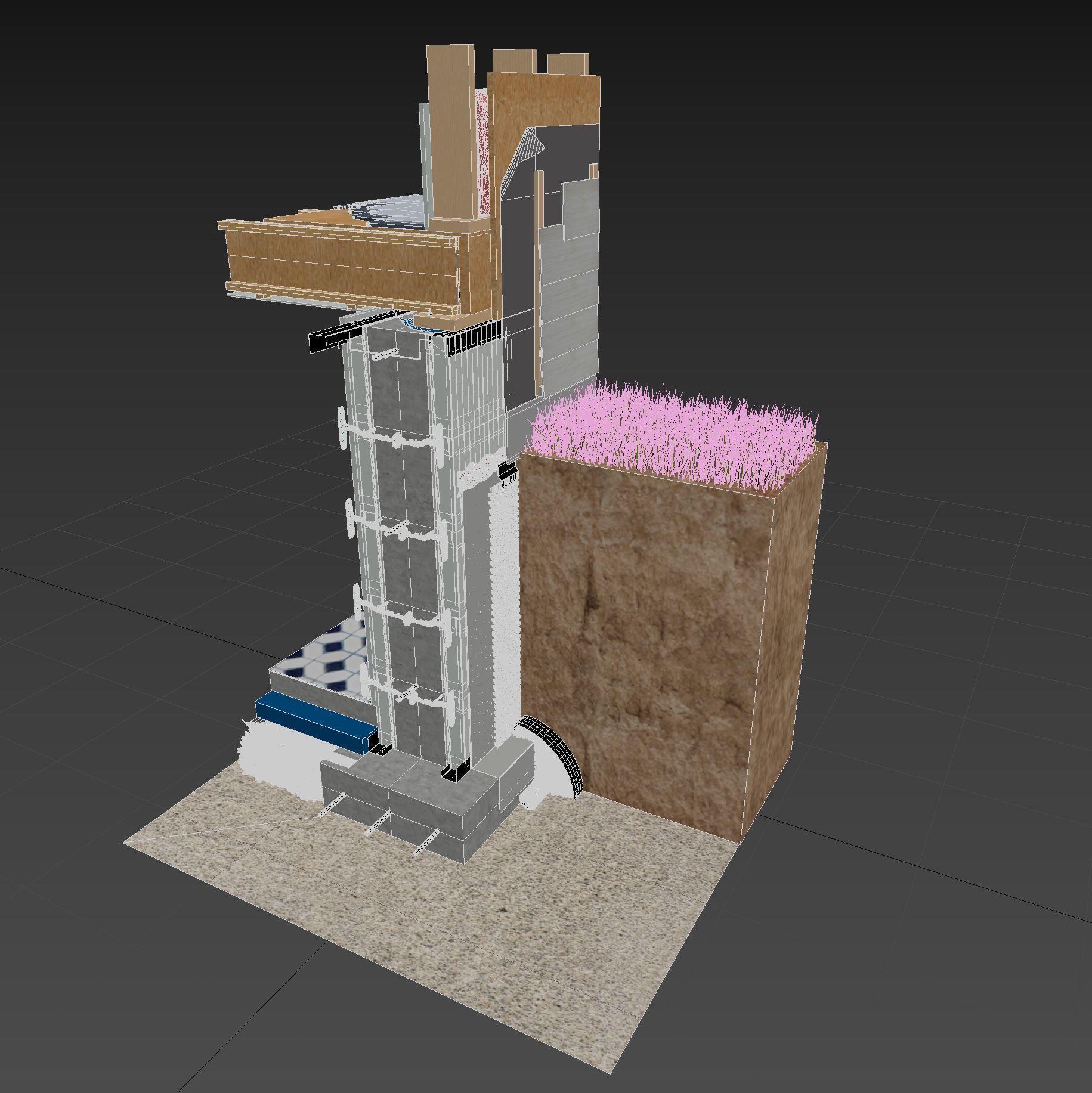 Wall Cross Section Insulation 3D model | CGTrader