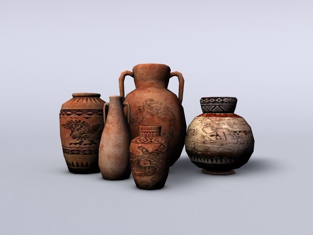 3D model Low poly aztec pottery VR / AR / low-poly | CGTrader