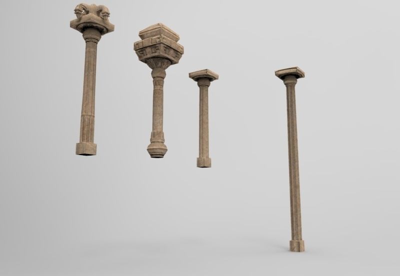 3D model Stone pillar sculpture of Indian Temple architecture VR / AR ...