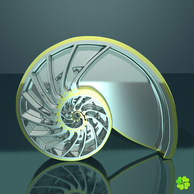 3D model Nautilus shell metal sculpture low poly VR / AR / low-poly ...