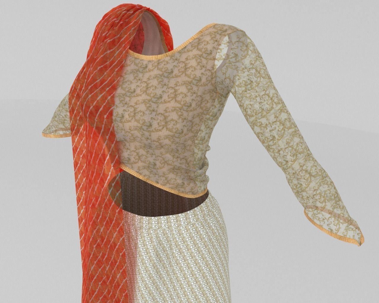 Stylish Designer Indian Women Dress 3D model 3D model | CGTrader