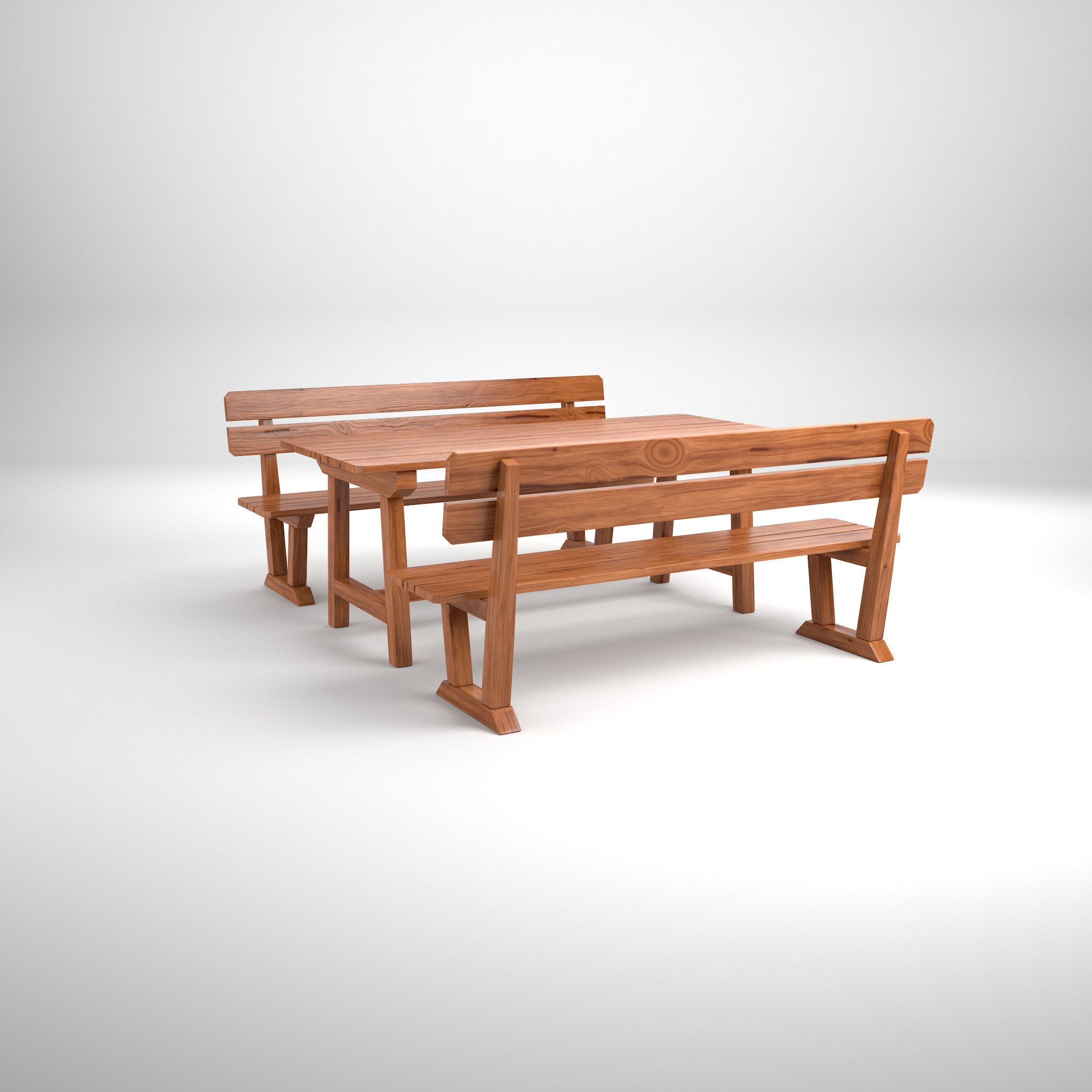 Wood Seating Set with New and Old textures 3D model | CGTrader