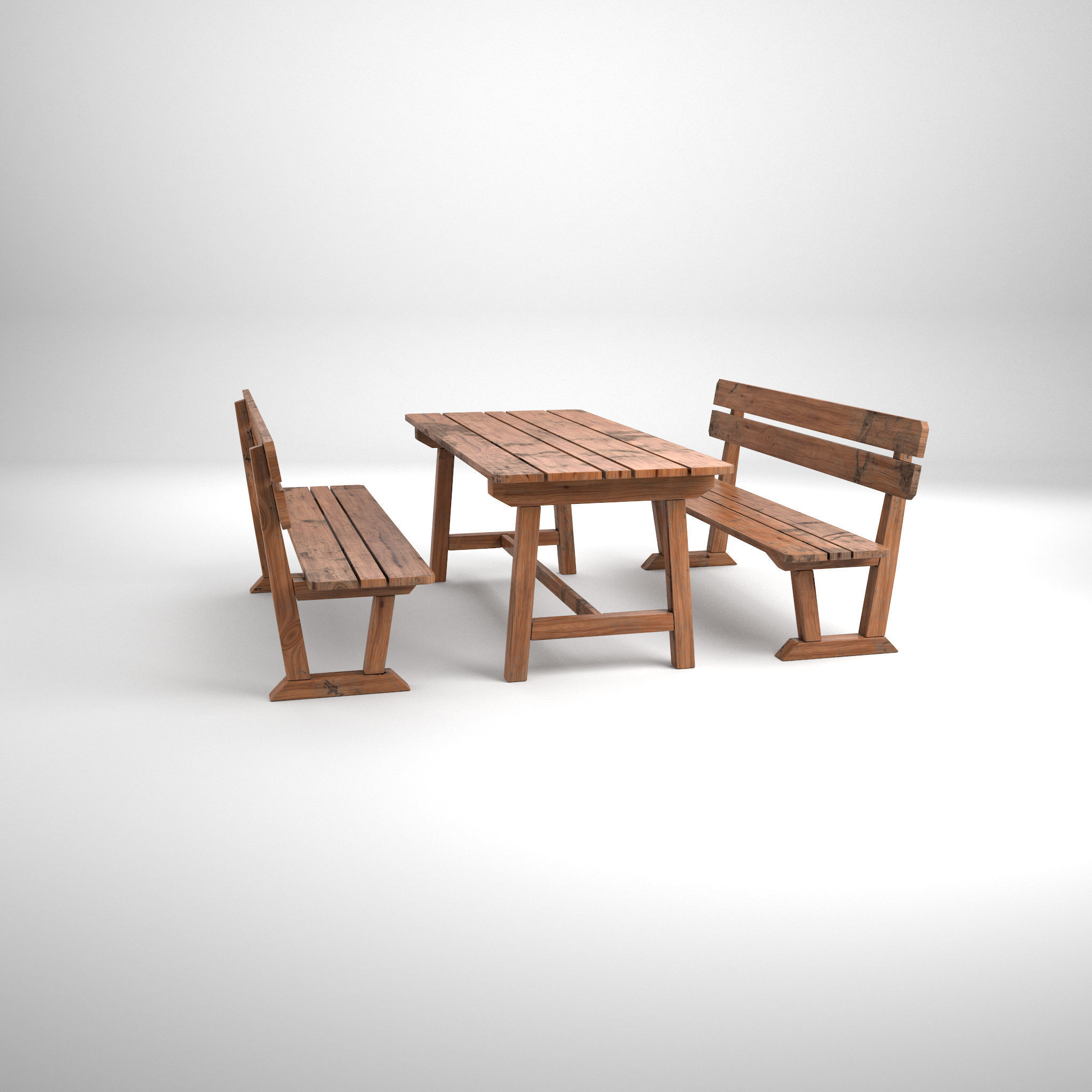 Wood Seating Set with New and Old textures 3D model | CGTrader