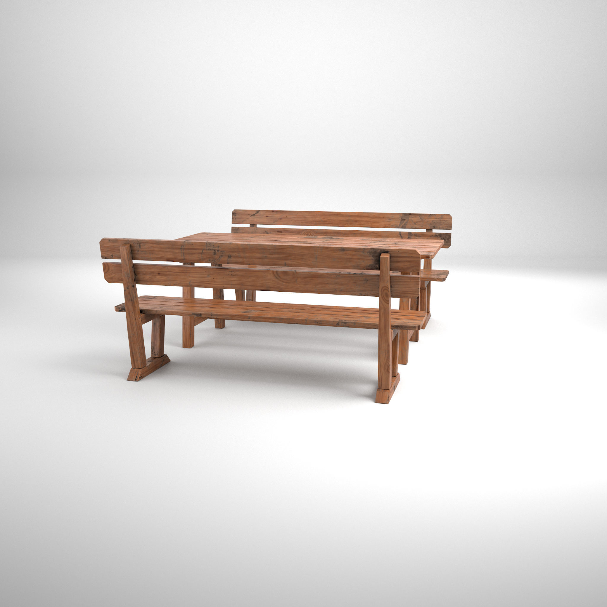 Wood Seating Set with New and Old textures 3D model | CGTrader