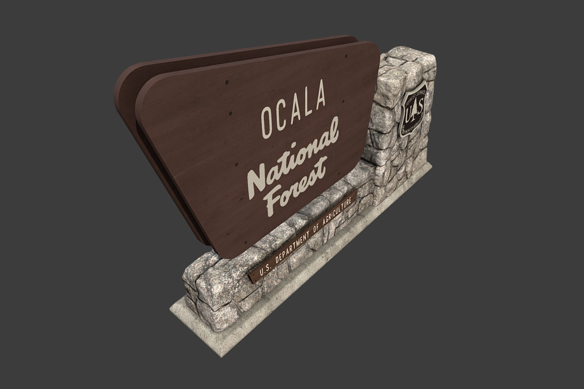 3D model National Forest Stone Sign VR / AR / low-poly | CGTrader