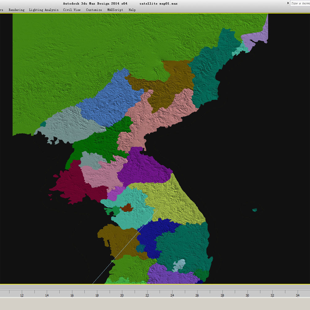 Korean Peninsula satellite map 3D model | CGTrader