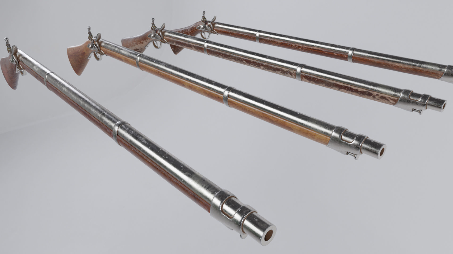 3D model low Poly Game Ready PRB Flint Lock Rifle VR / AR / low-poly ...