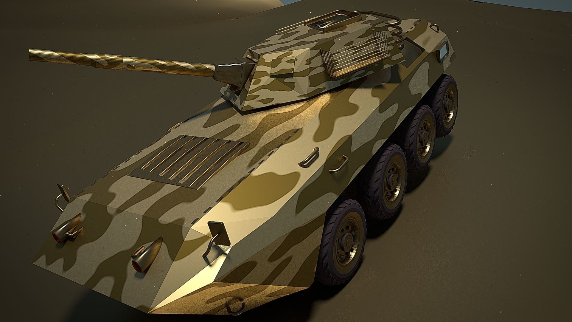 3D model Golden AMV Armored Mortar Vehicle Desert Version VR / AR / low ...