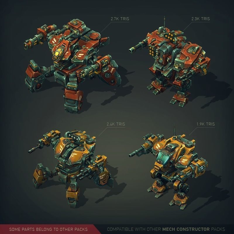 3D model Mech Constructor - Light and Medium Robots VR / AR / low-poly ...