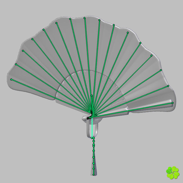 3D model Hand fan lace multicolor rigged low poly VR / AR / low-poly ...