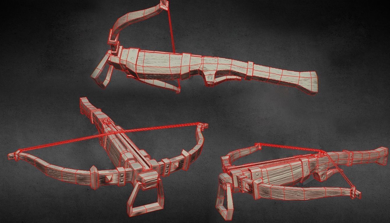 3D model Crossbow animated Unity Unreal Engine textures VR / AR / low-poly rigged animated ...