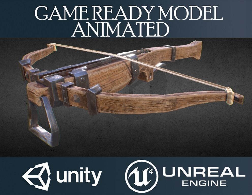 3D model Crossbow animated Unity Unreal Engine textures VR / AR / low ...