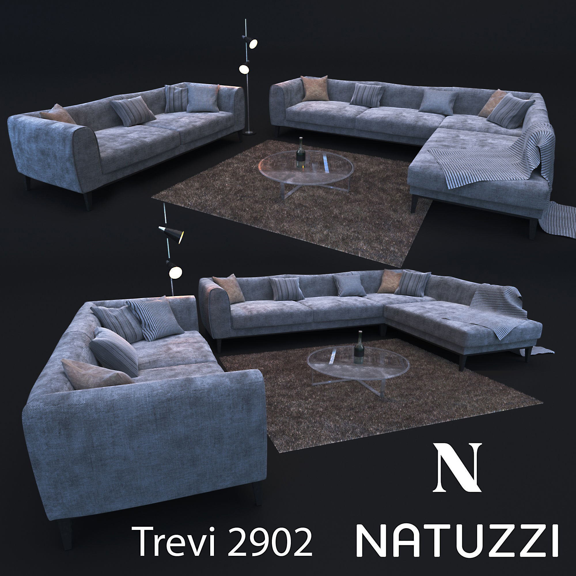 Sofa in modern style NATUZZI Trevi 2902 3D model | CGTrader