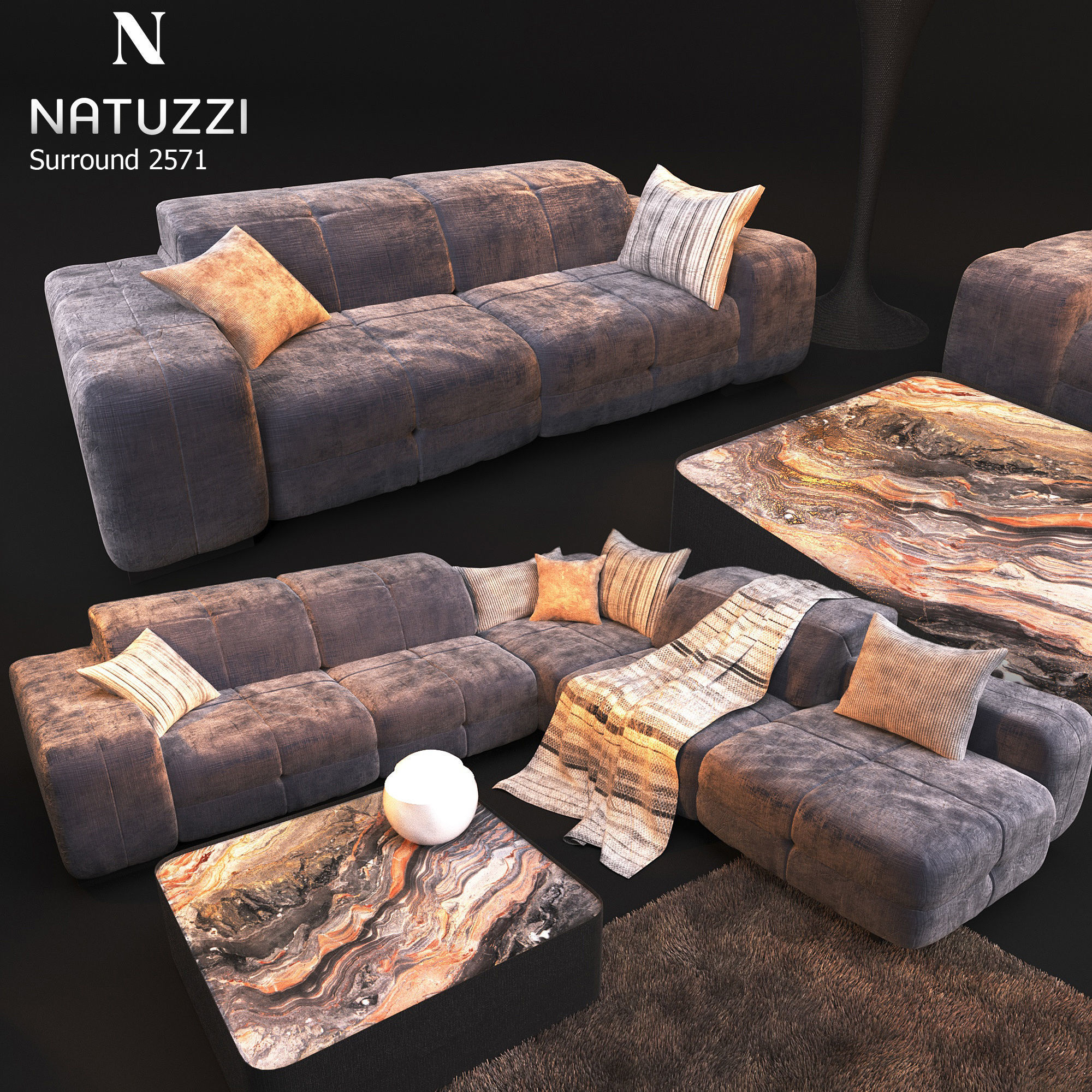 Sofa NATUZZI Surround 2571 3D model | CGTrader