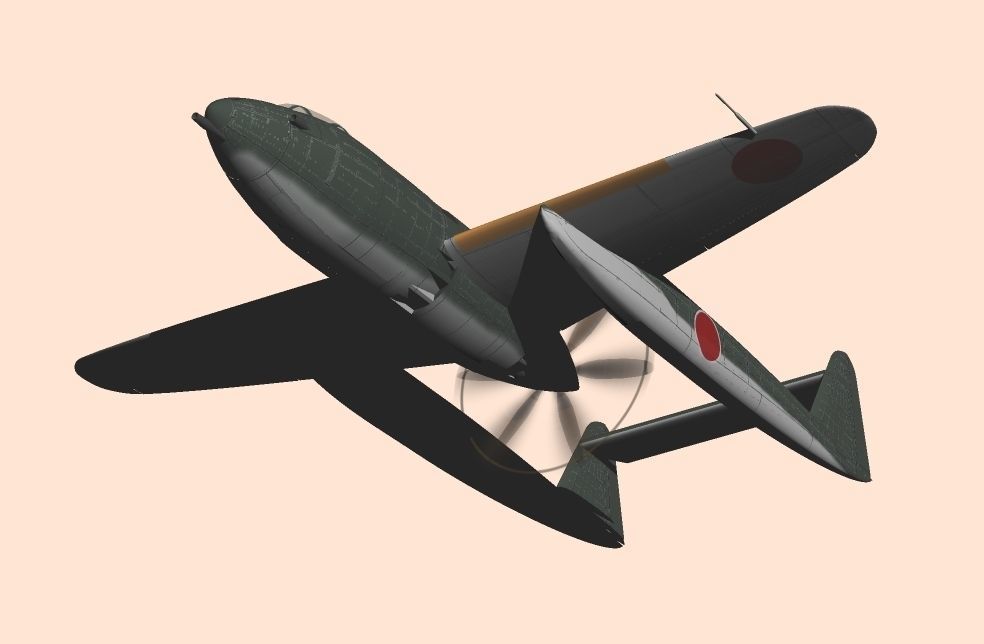 Imperial Japanese Navy Mitsubishi J4M Interceptor Fighter Senden 3D ...