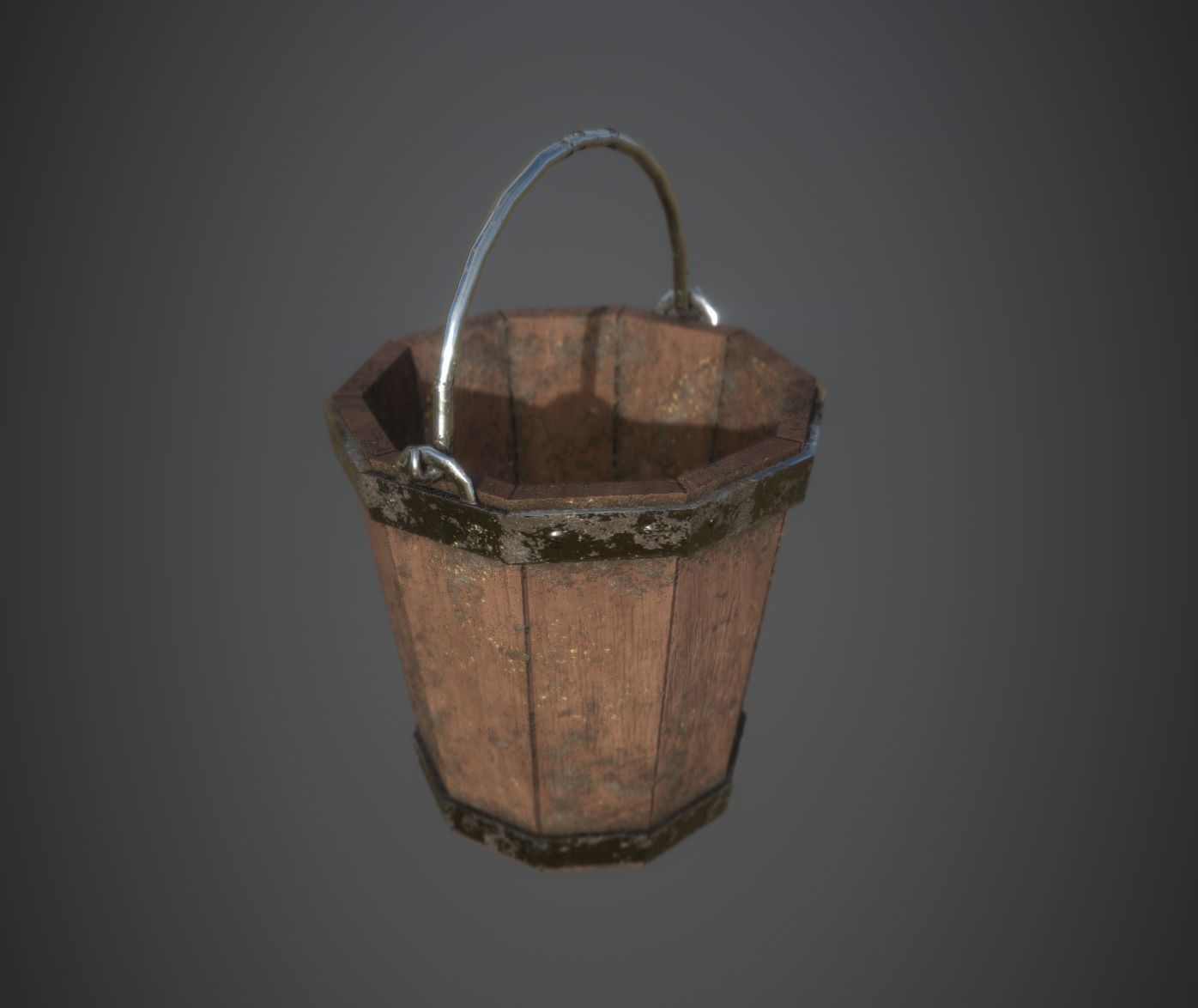 3D model Bucket low poly game ready wooden VR / AR / low-poly rigged ...