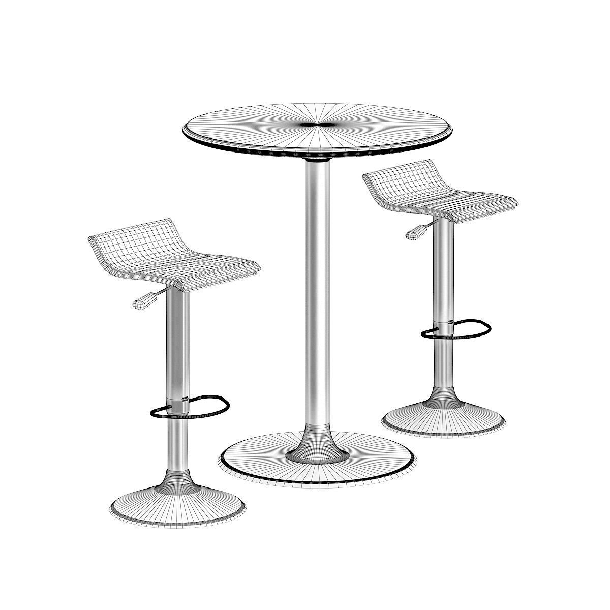 Bar Table with Stools 3D model animated | CGTrader