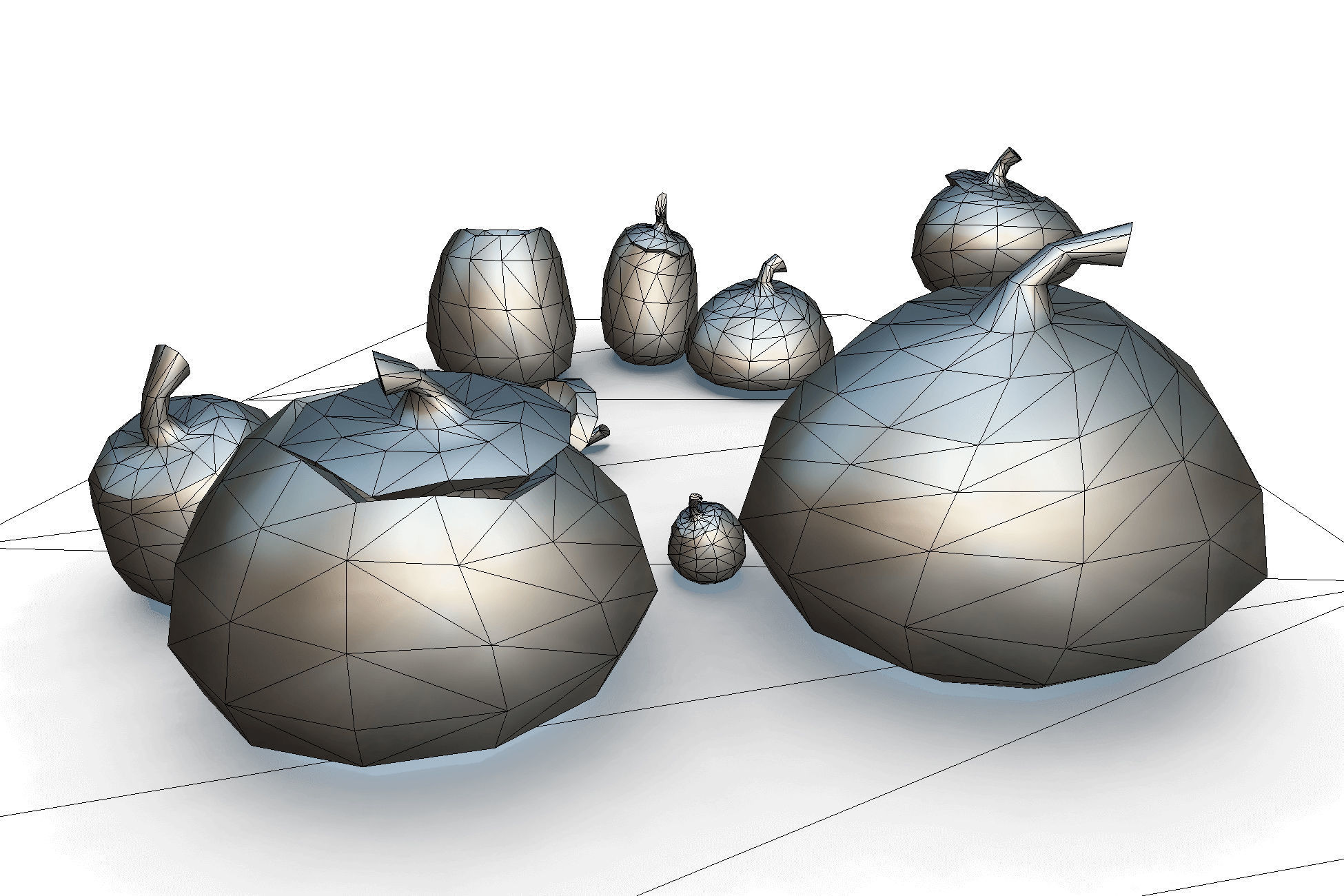 3D model Halloween Pumpkins - Low Poly Hand Painted VR / AR / low-poly ...