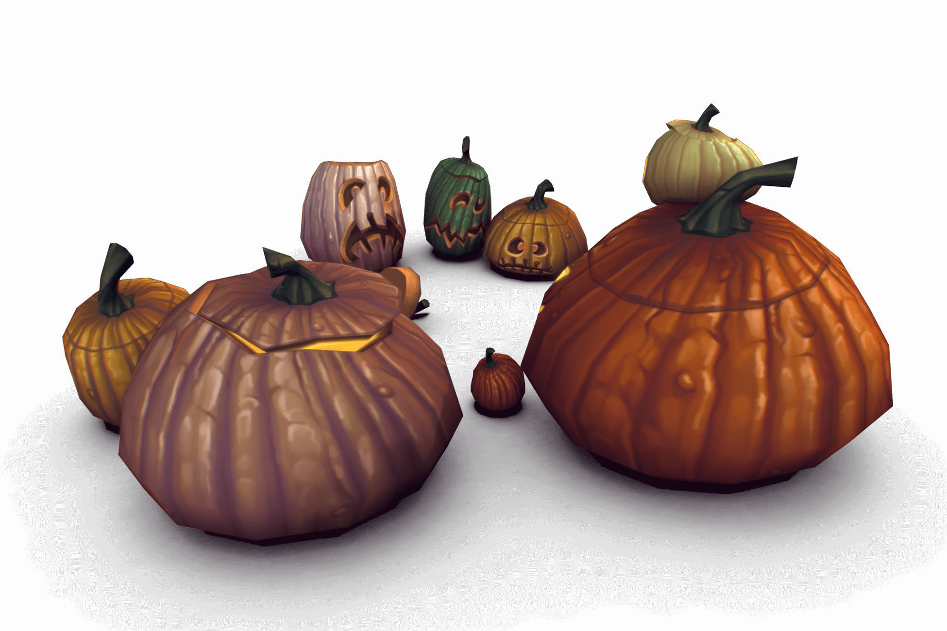3D model Halloween Pumpkins - Low Poly Hand Painted VR / AR / low-poly ...
