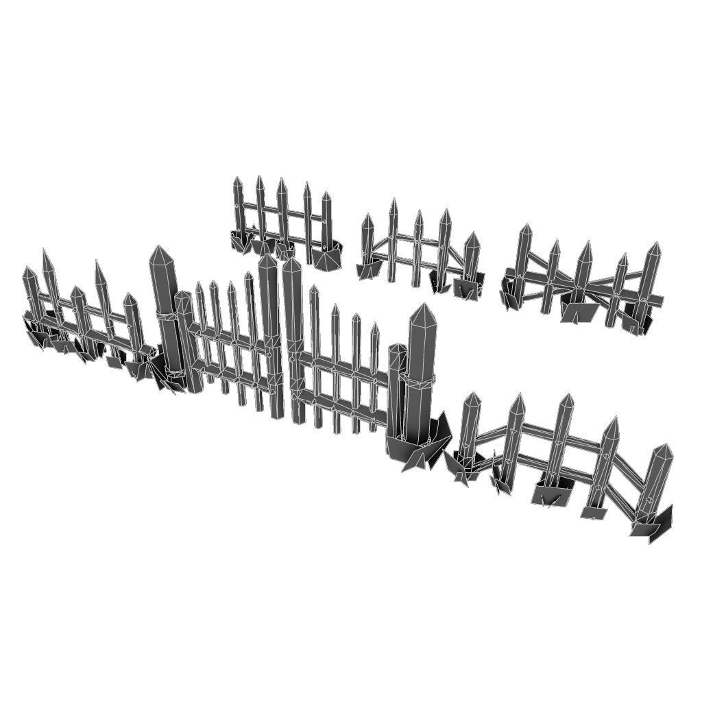 3D model Fence Set 01 - Low Poly Hand Painted VR / AR / low-poly | CGTrader