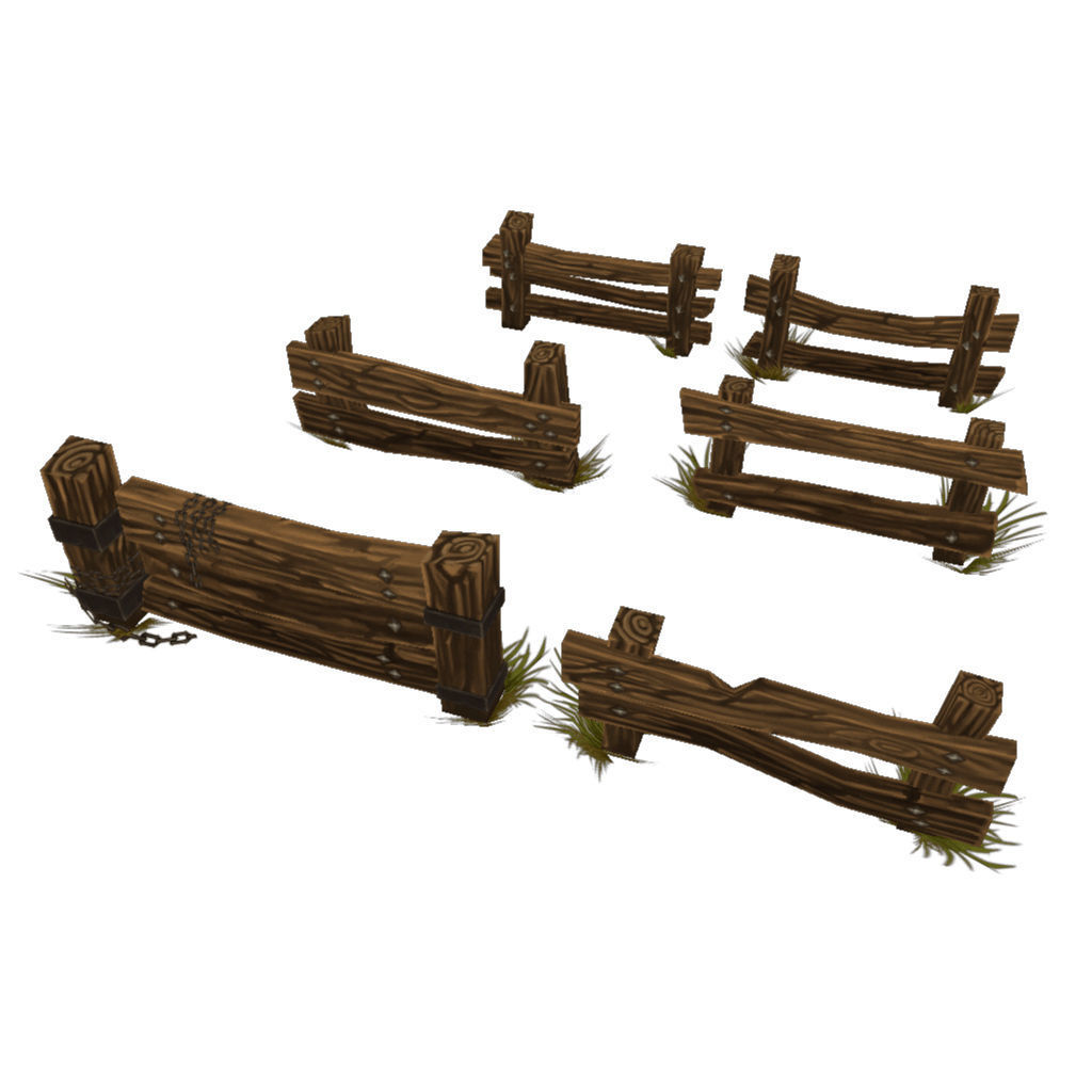 Low Poly Fence Set 02 3D model | CGTrader