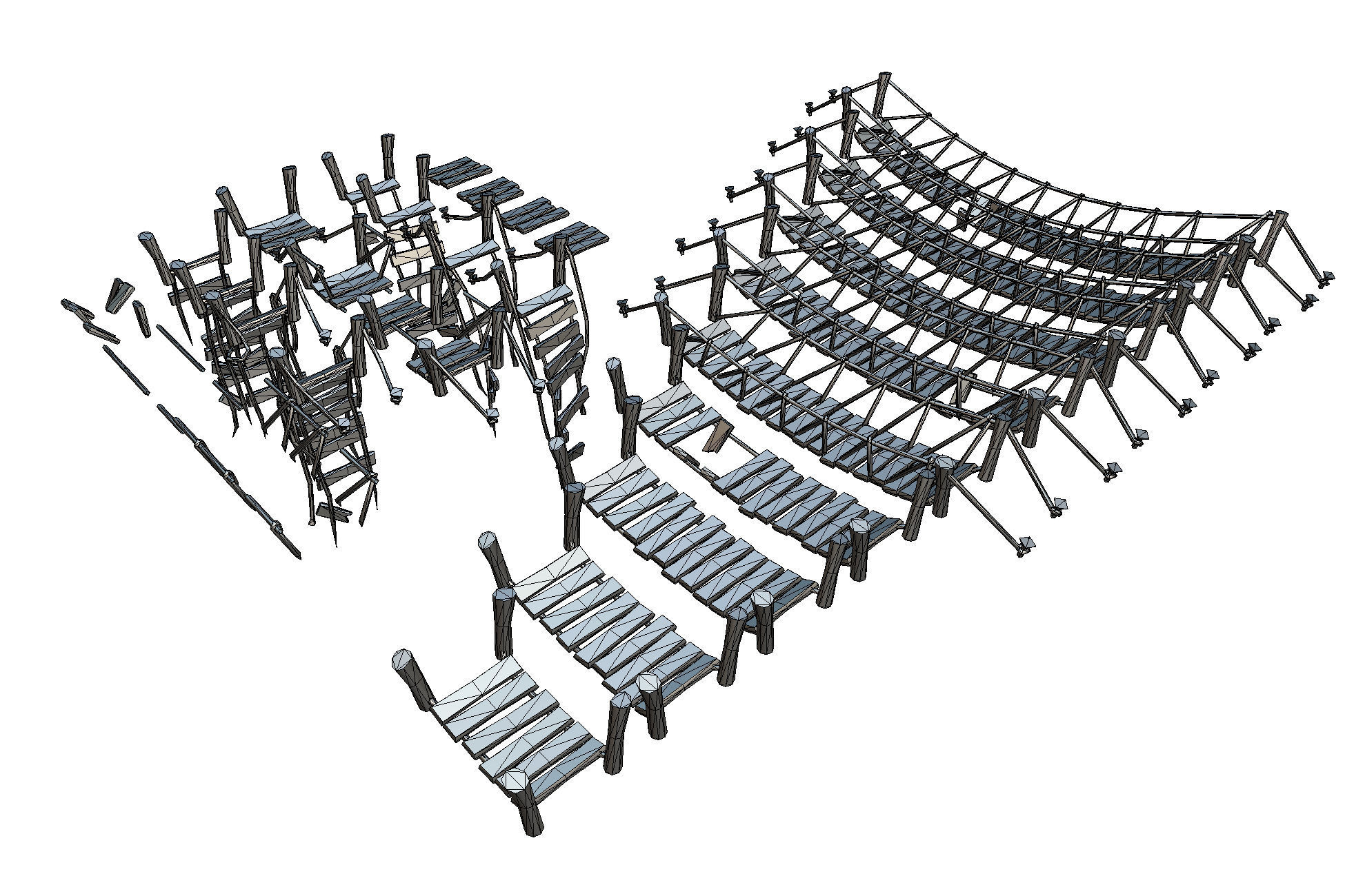 3D model Rope Bridge Set - Low Poly Hand Painted VR / AR / low-poly ...