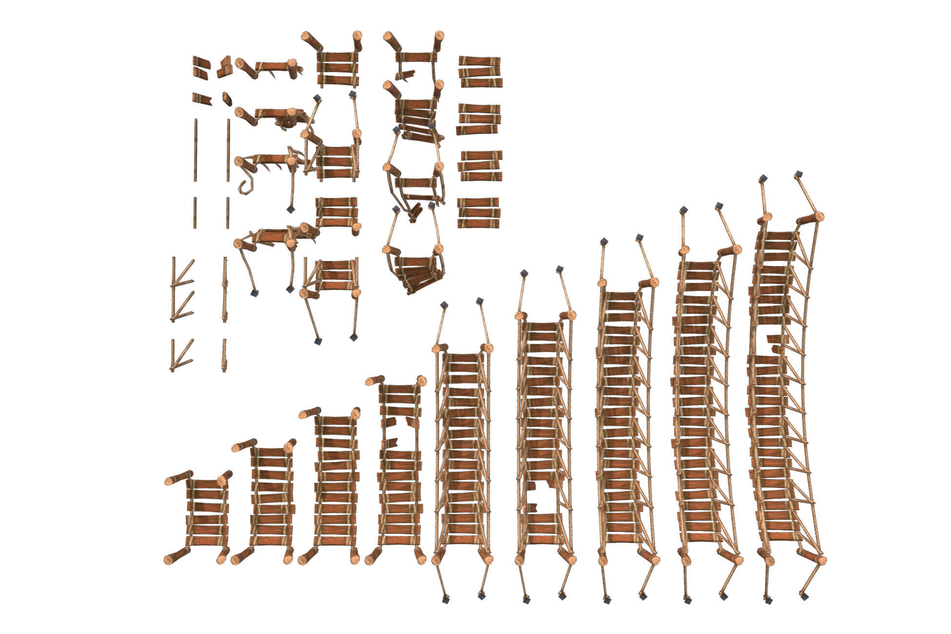 3D model Rope Bridge Set - Low Poly Hand Painted VR / AR / low-poly ...