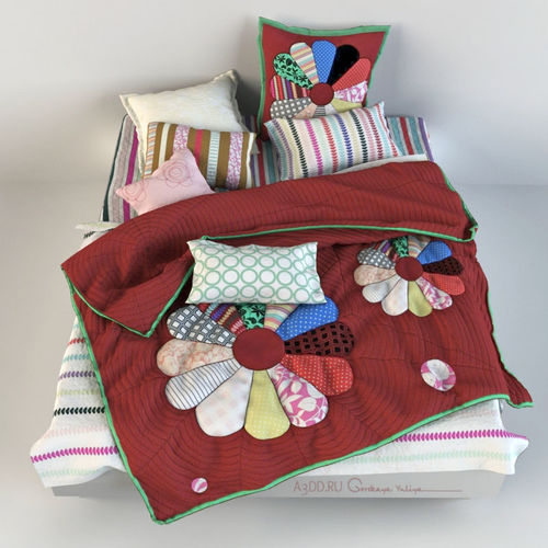 Double Bed Bed Linen 3D model | CGTrader