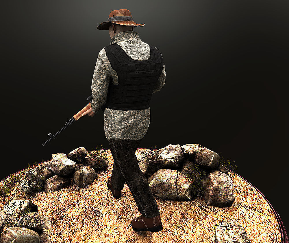 3D model Hunter 3D model soldier with rifle on rocks VR / AR / low-poly ...